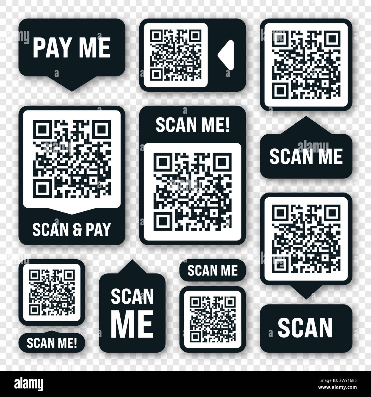 Scan me QR code sticker. Online payment. Special offer sale stickers ...