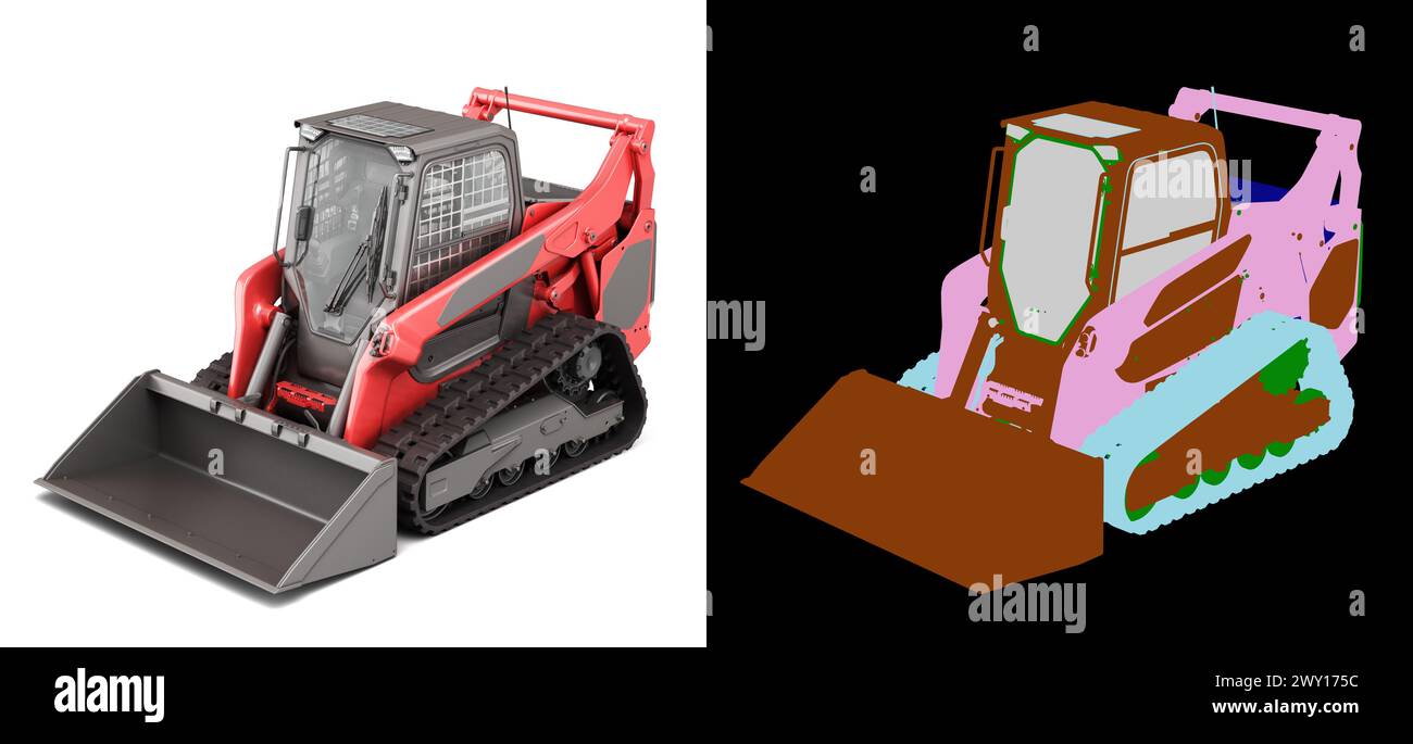 Rent Large Track Skidloader top perspective view 3d rendr on white with ...