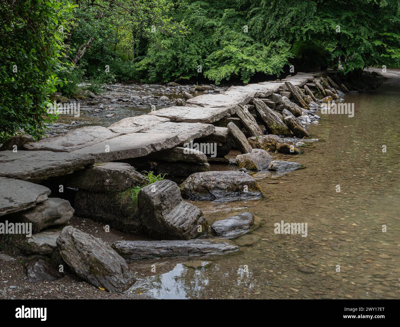 Tarr Steps Clapper Bridge, Exmoor, Somerset, England, UK Stock Photo ...