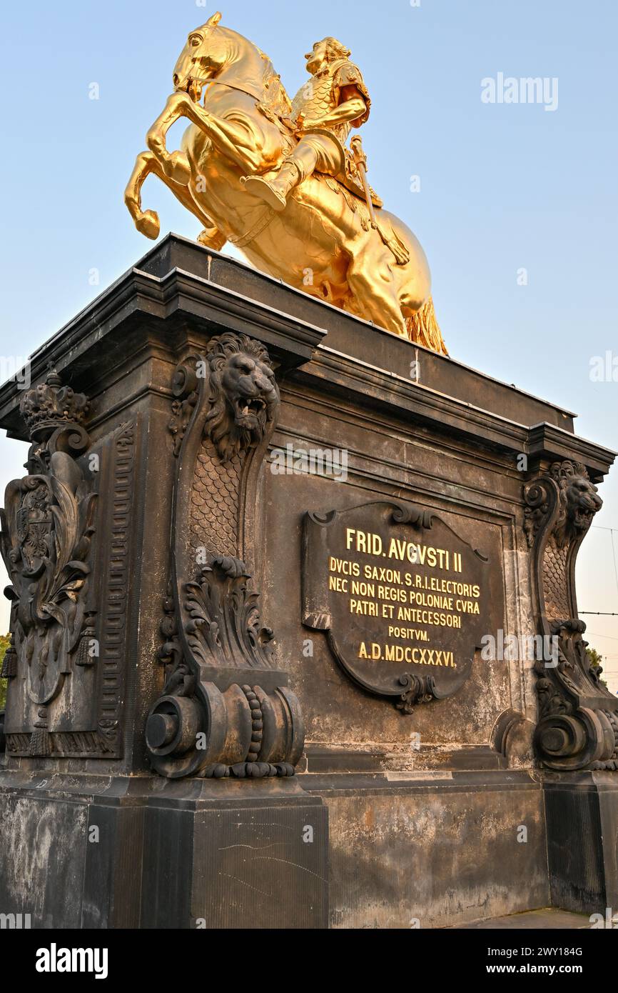 The Goldener Reiter (Golden Rider), a gilded equestrian statue of ...