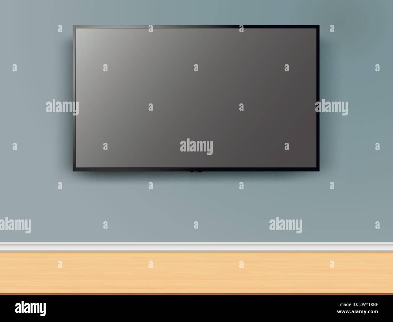 Realistic TV screen. Modern smart led tv on wall. Vector illustration ...