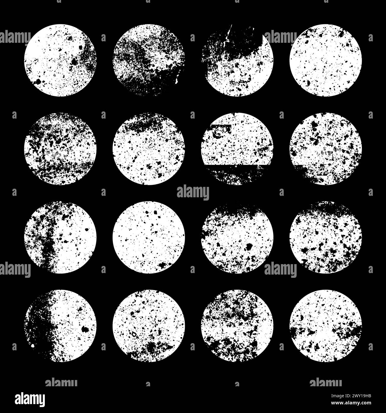 Grunge circles with stains and scratches. Circle brush stroke, round ...