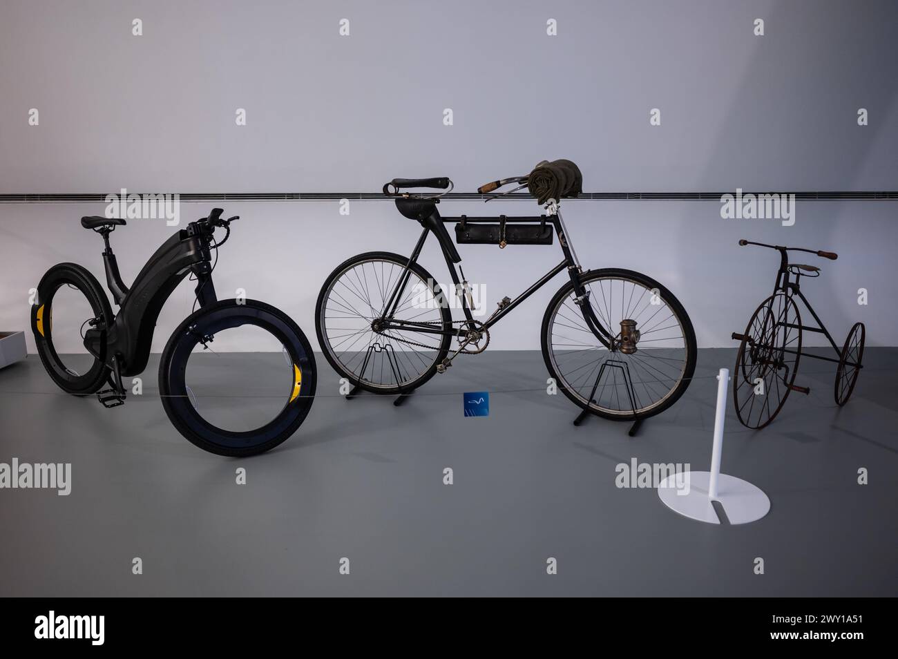 Evolution of the bicycle in three samples. Mobility City Technology Museum in Zaha Hadid’s ...