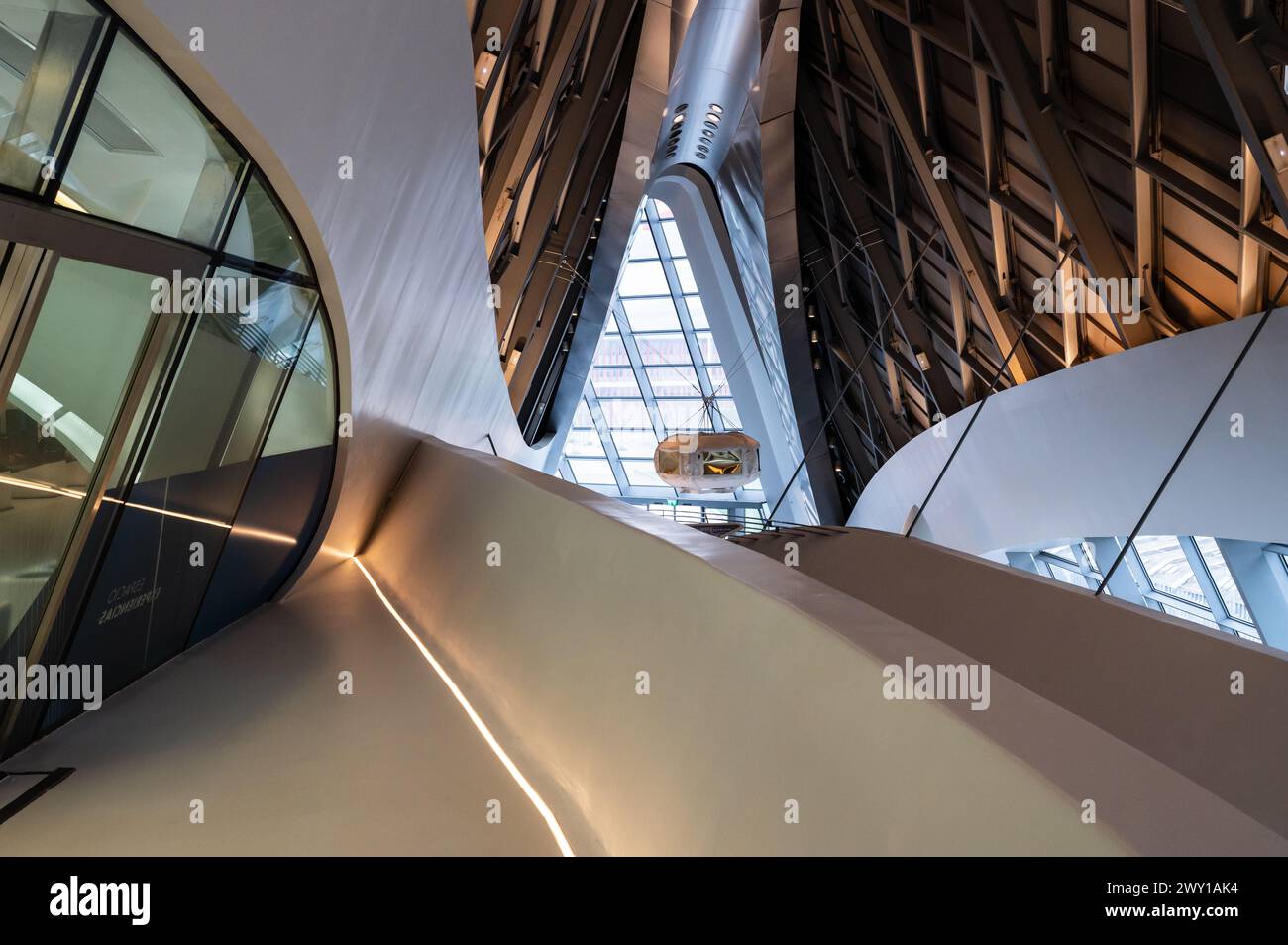 Mobility City Technology Museum in Zaha Hadid’s Bridge (Bridge Pavilion), Zaragoza, Spain Stock ...