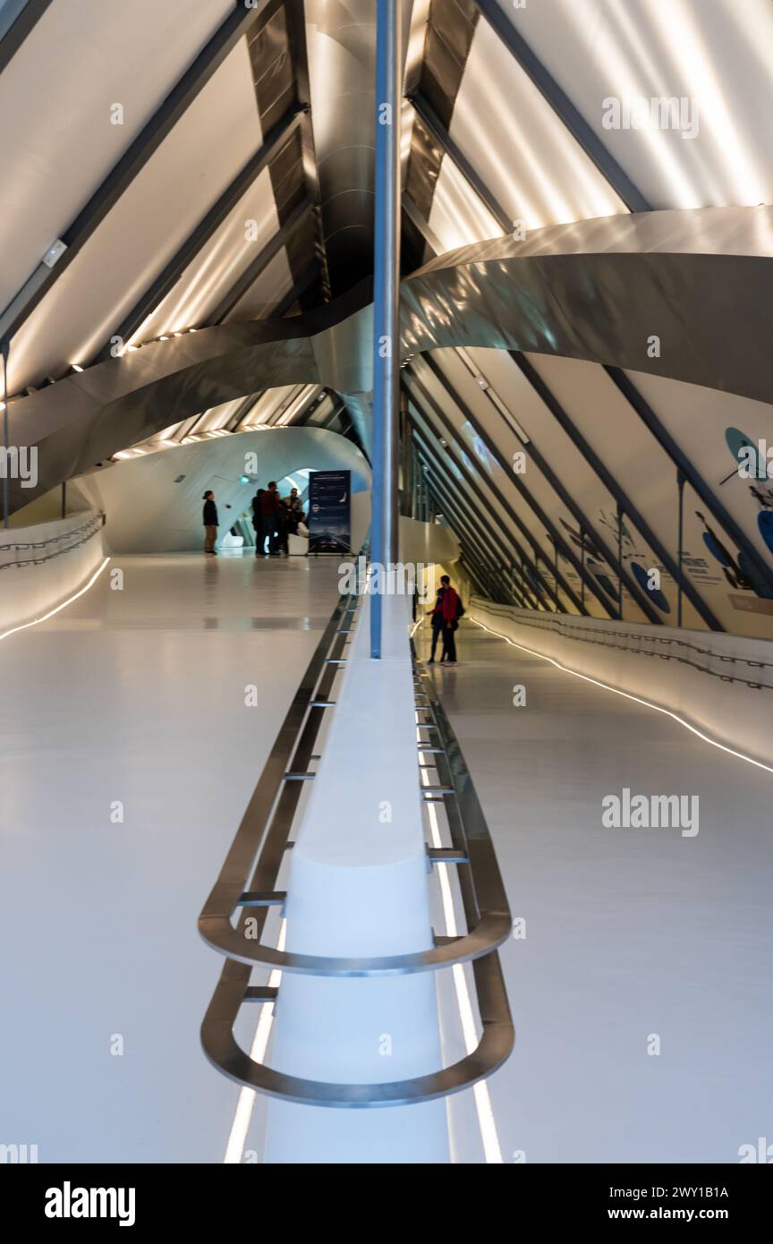 Mobility City Technology Museum in Zaha Hadid’s Bridge (Bridge Pavilion), Zaragoza, Spain Stock ...