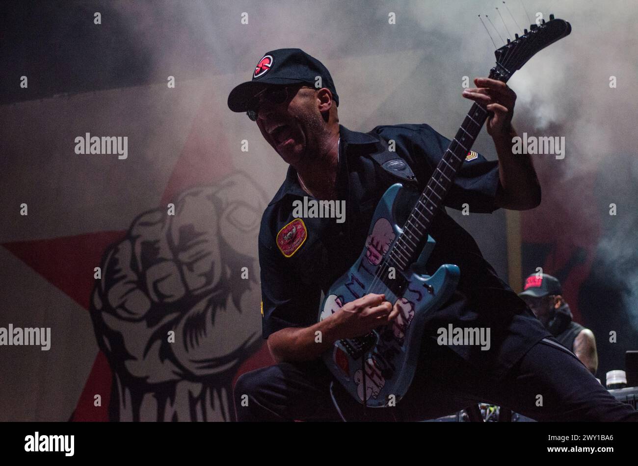 Tom Morello of Prophets of Rage performing at the Faliro Sports ...