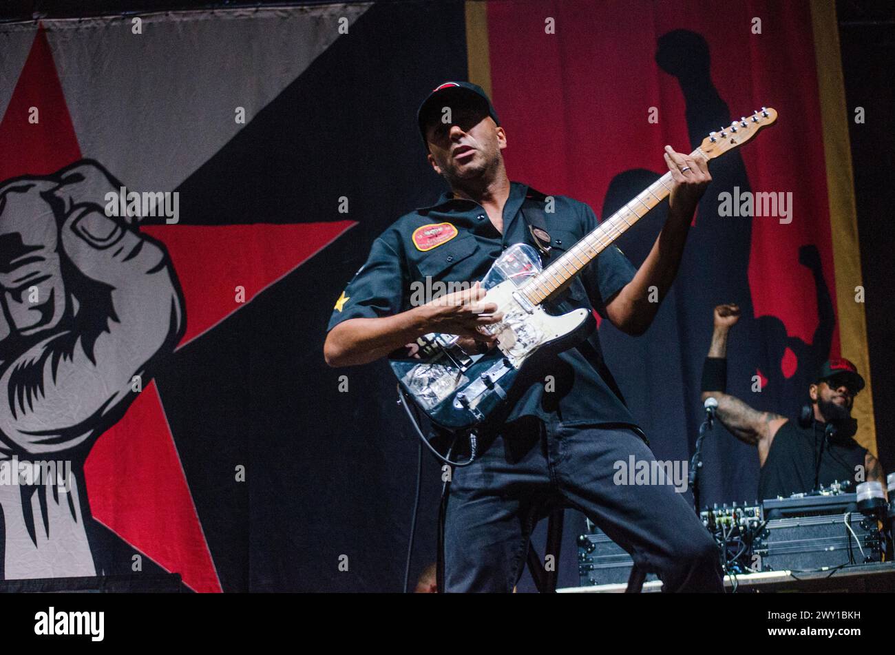 Tom Morello of Prophets of Rage performing at the Faliro Sports ...