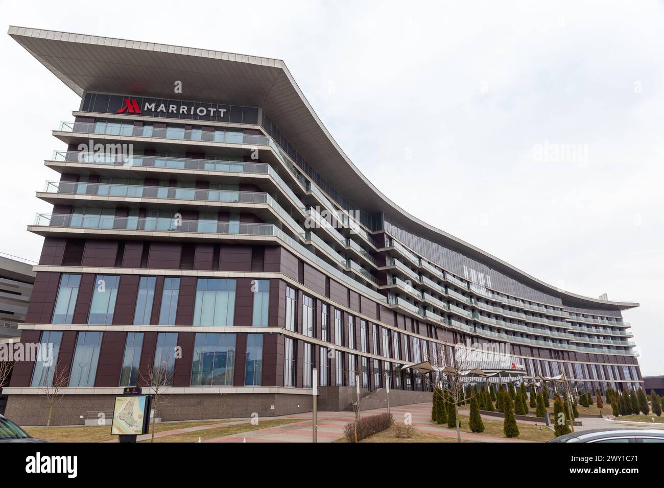 Minsk, Belarus - Mart 23, 2023: The building of the Marriott Hotel ...