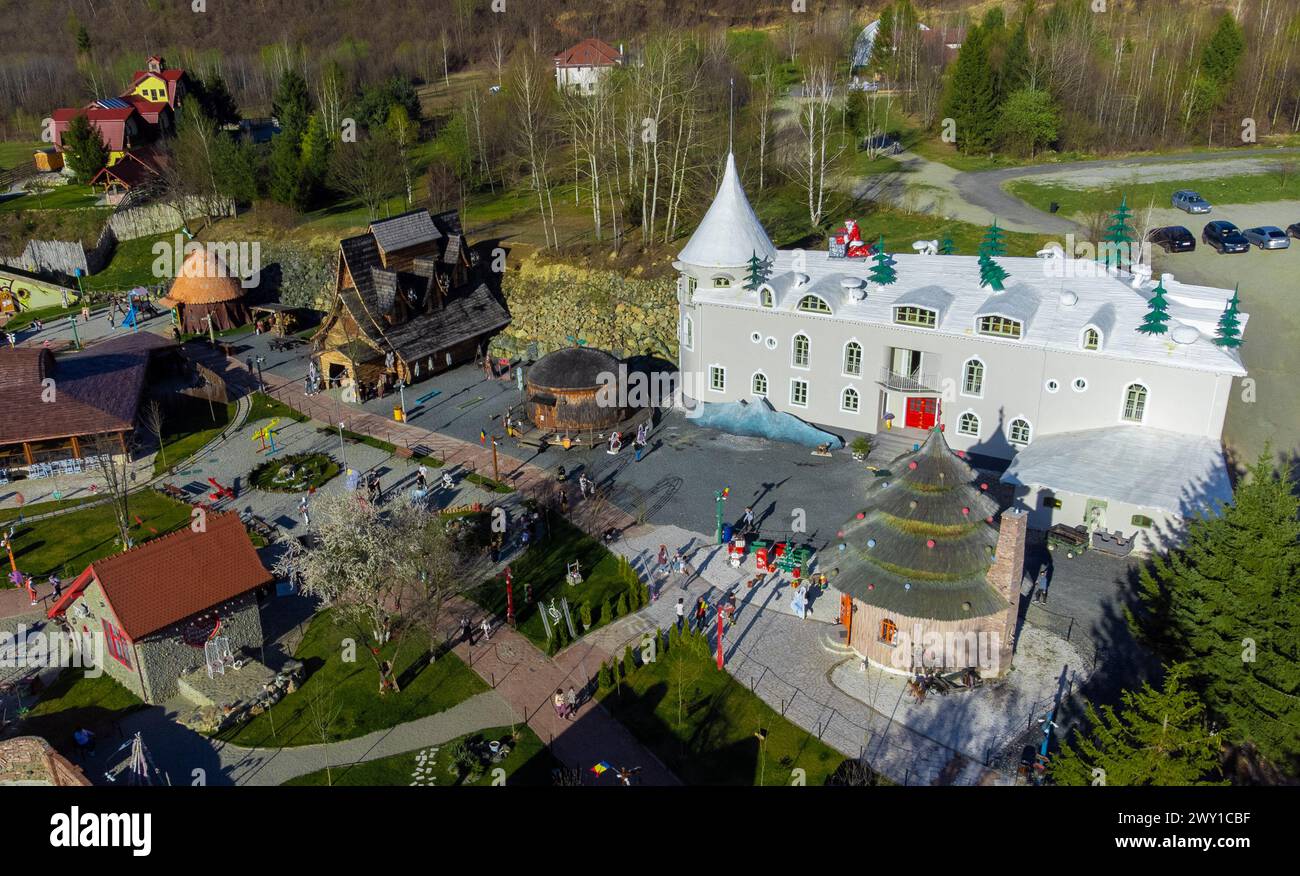Aerial view of the Romanian theme park the story of the calendar in the ...