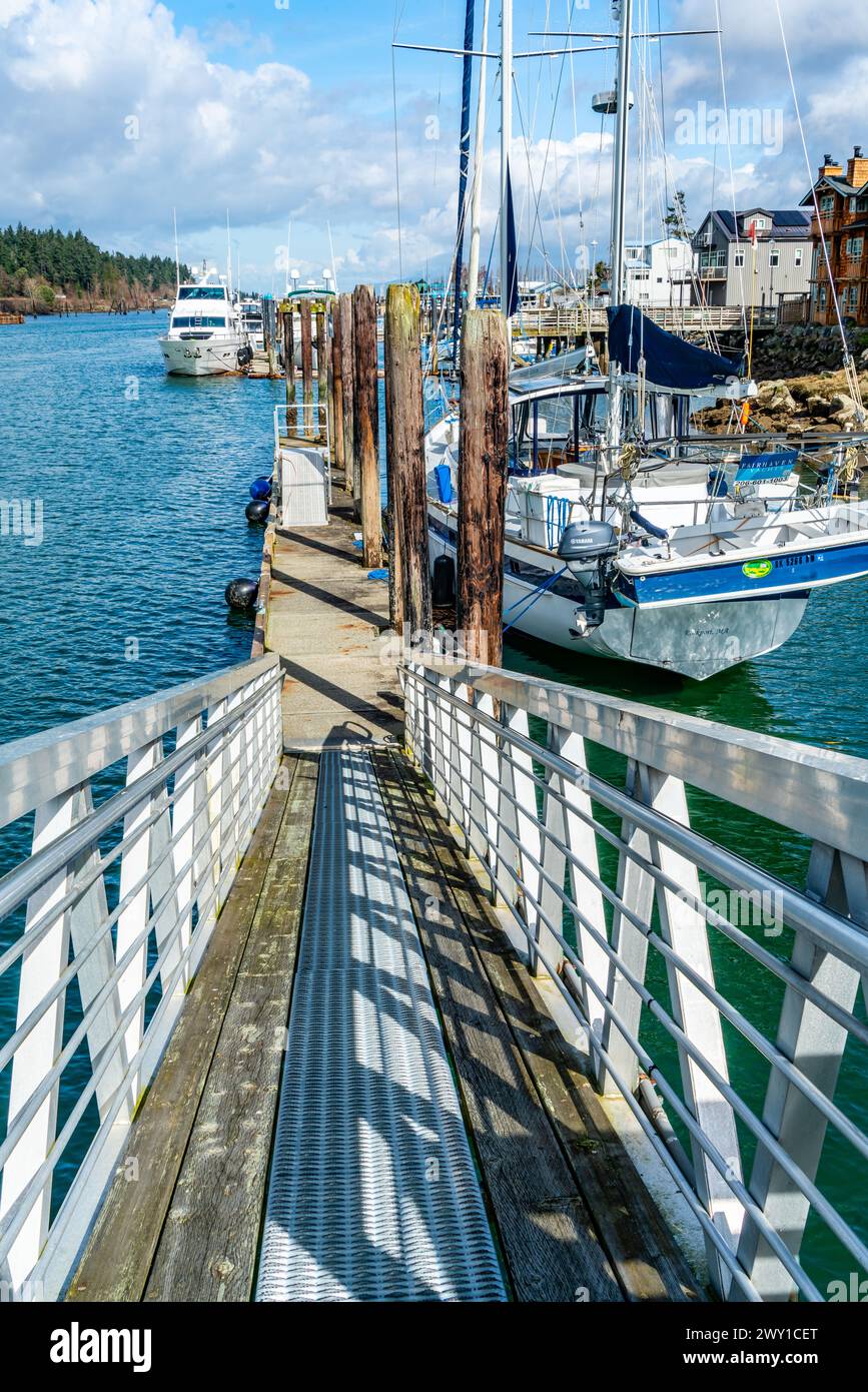 A view of boats on the waterfront in La Conner, Washington Stock Photo ...