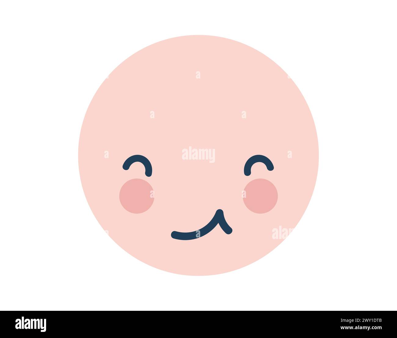 Pink happy shy round Love Emoji Icon. Object Symbol flat Vector Art ...