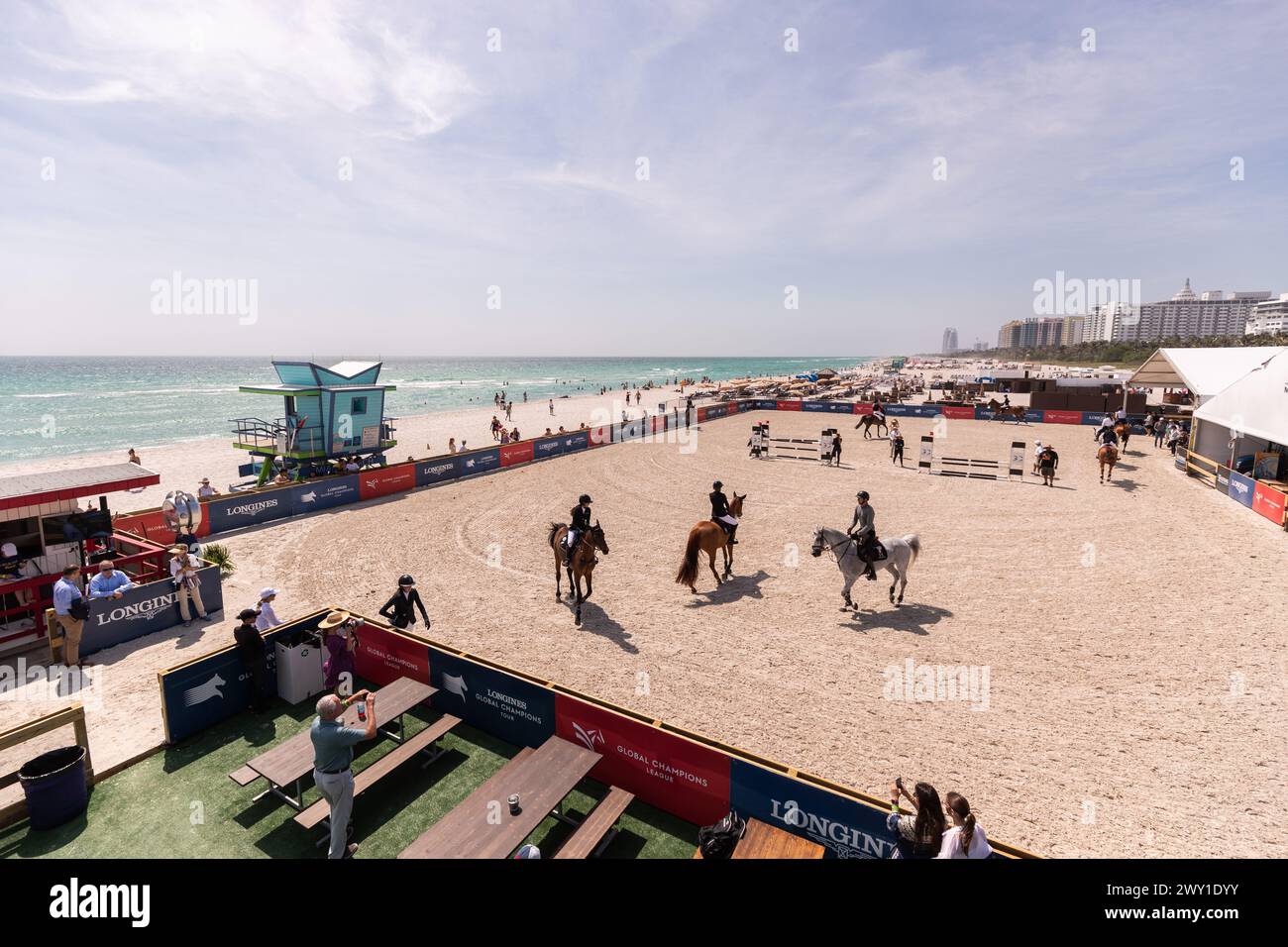 Miami Beach, USA - April 3, 2024. Opening day of the Longines Global ...