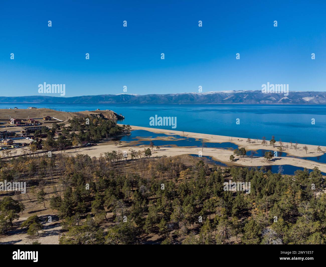 Sarayskiy beach. Shamanka Rock. Lake Baikal at Olkhon Island. the ...
