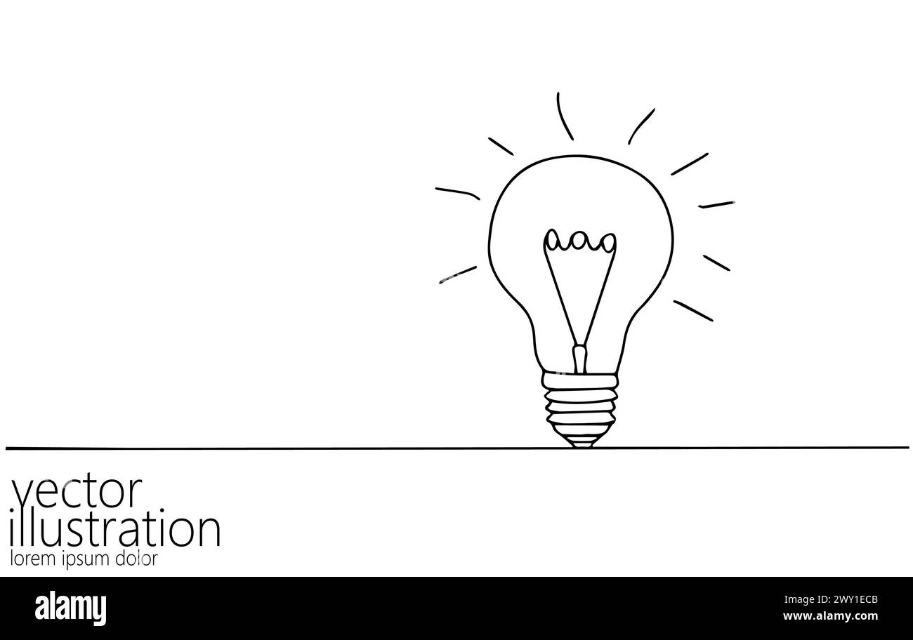 Single continuous one line art idea light bulb. Creative solution team ...