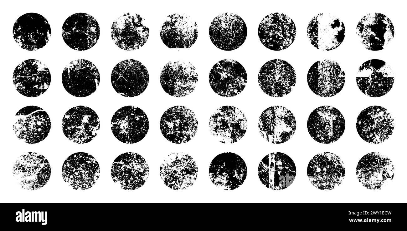 Grunge circles with stains and scratches. Circle brush stroke, round ...