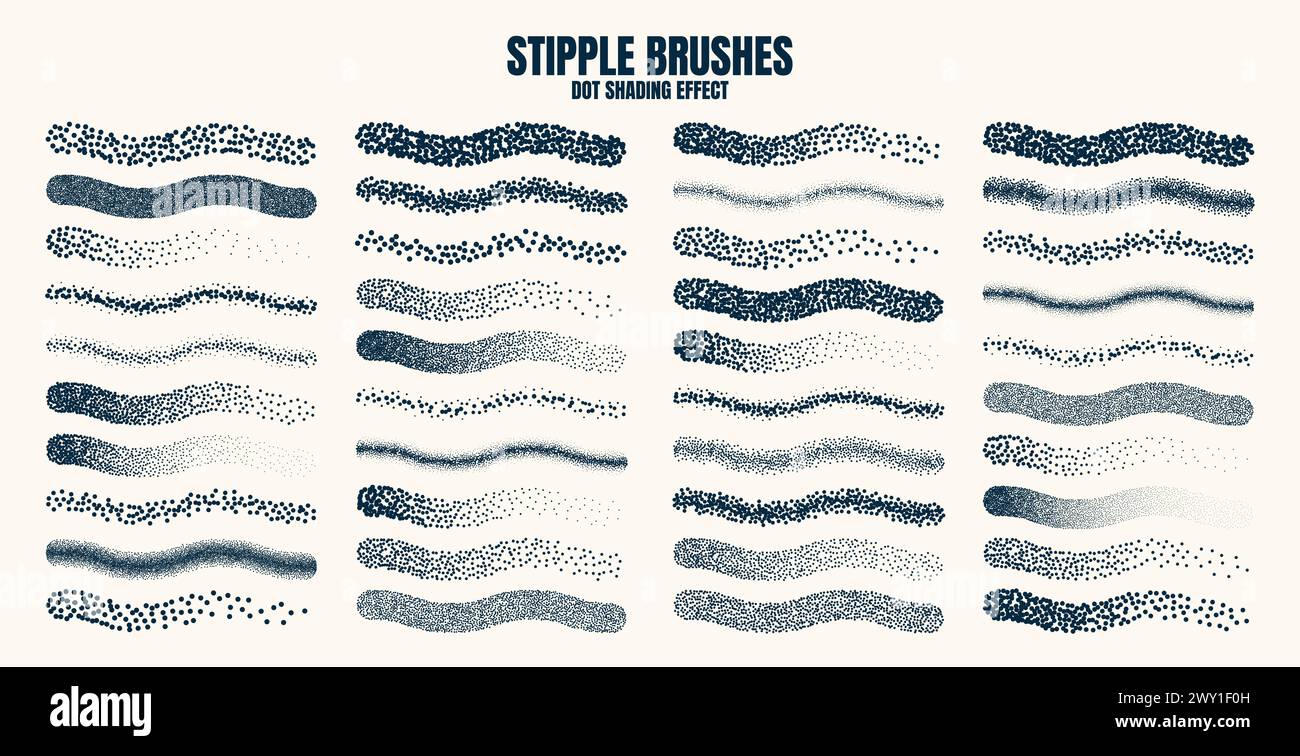 Stipple scatter brush, ink drawing and texturing. Fading gradient ...