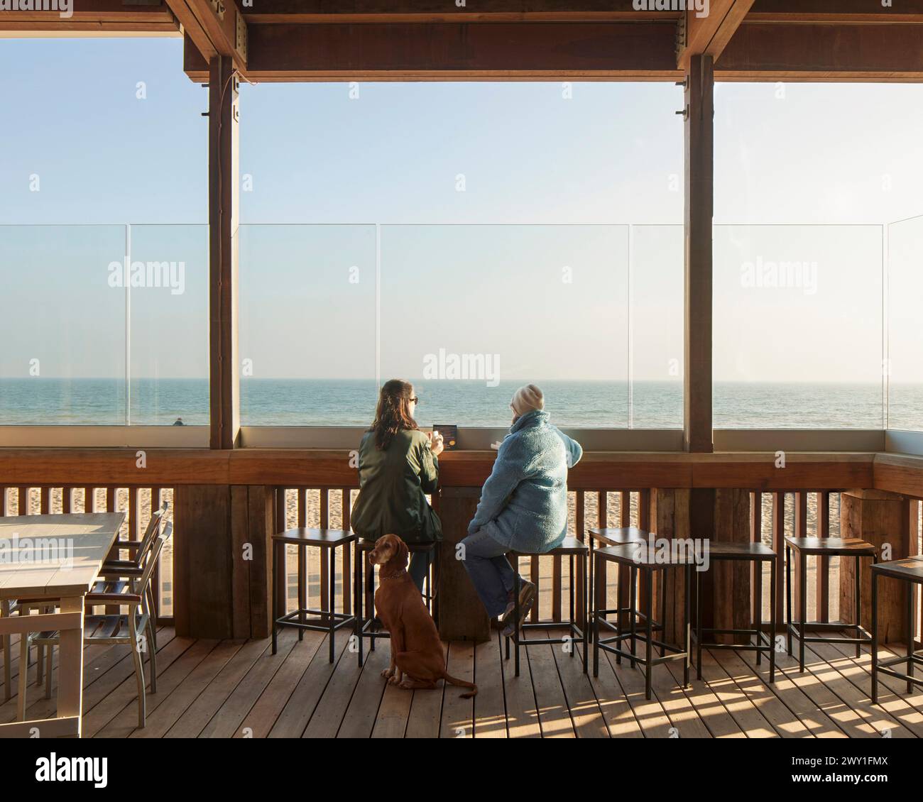 Interior view with sea view and people chatting. Durley Chine ...