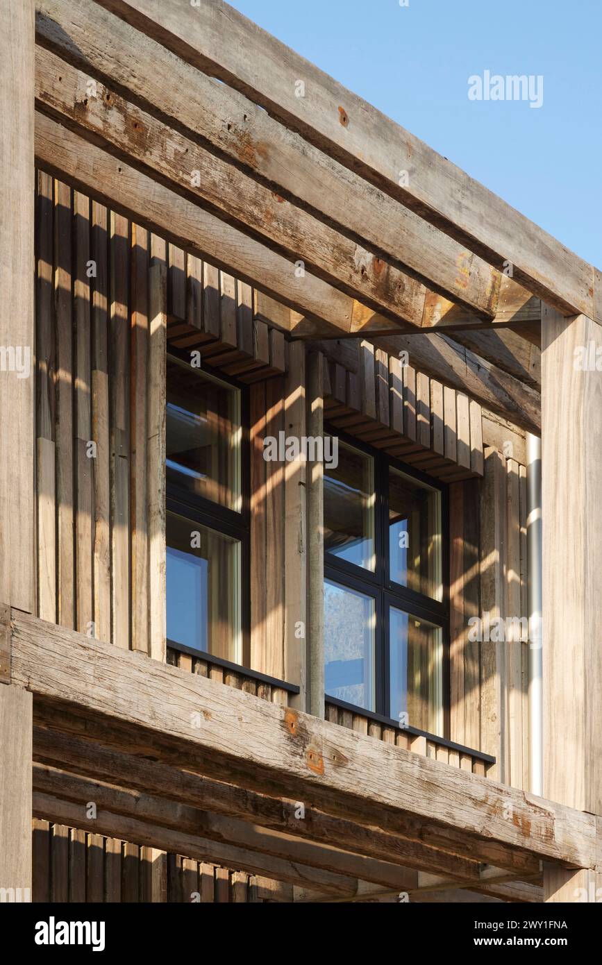 Detail view of wood exterior. Durley Chine Environmental Hub ...