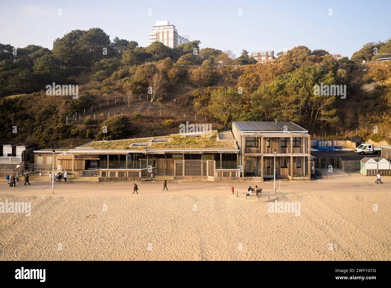 Arial view from beach. Durley Chine Environmental Hub, Bournemouth ...