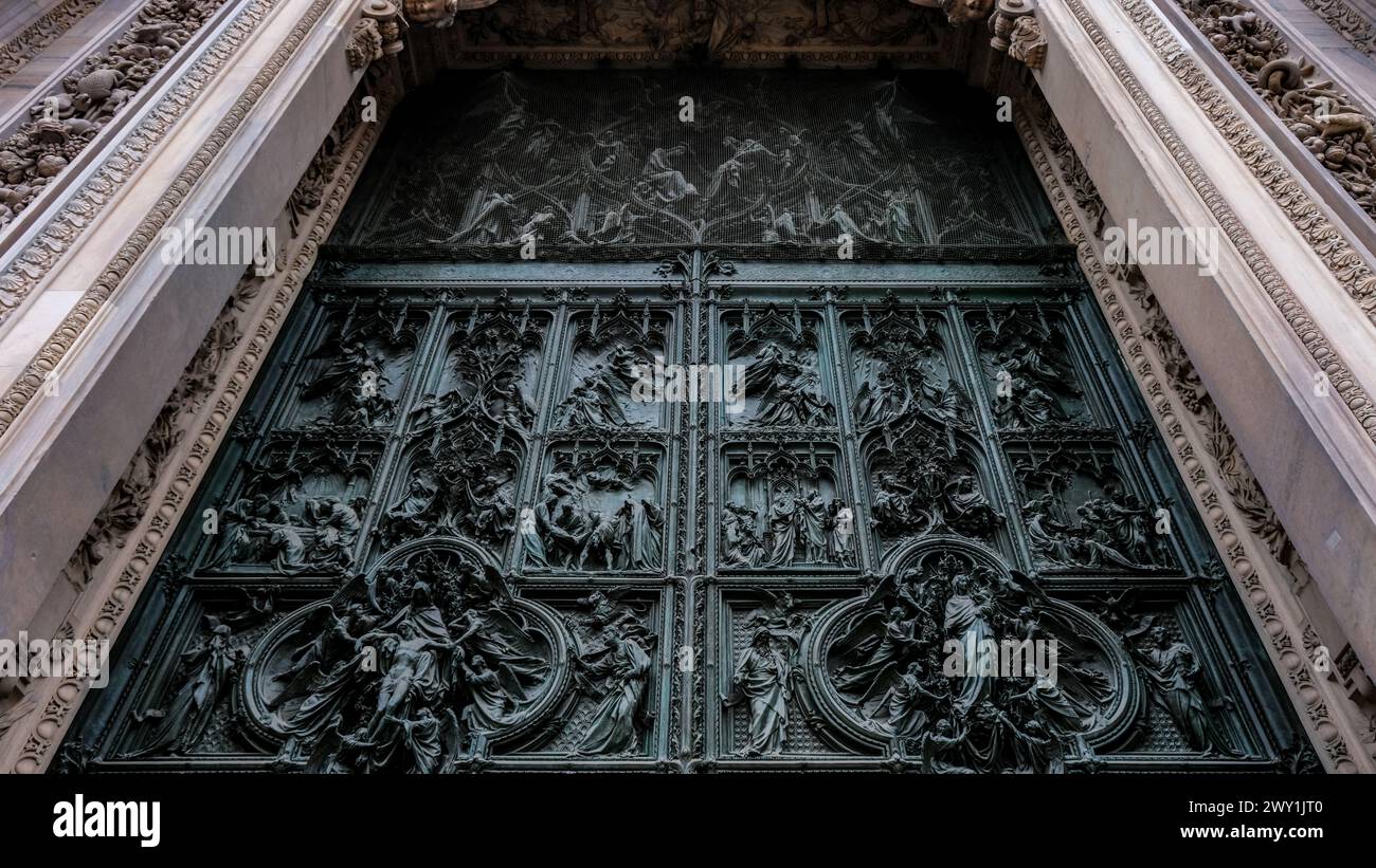 The intricate patterns embellish the entrance door of Milan's Dome ...