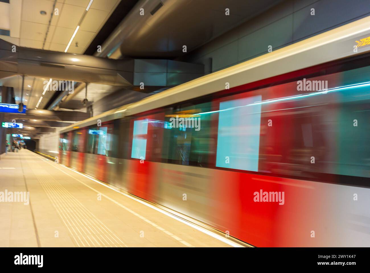 amsterdam, netherlands, 29 march 2024, fast underground train in a ...