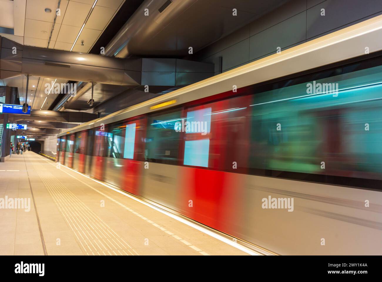 amsterdam, netherlands, 29 march 2024, fast underground train in a ...