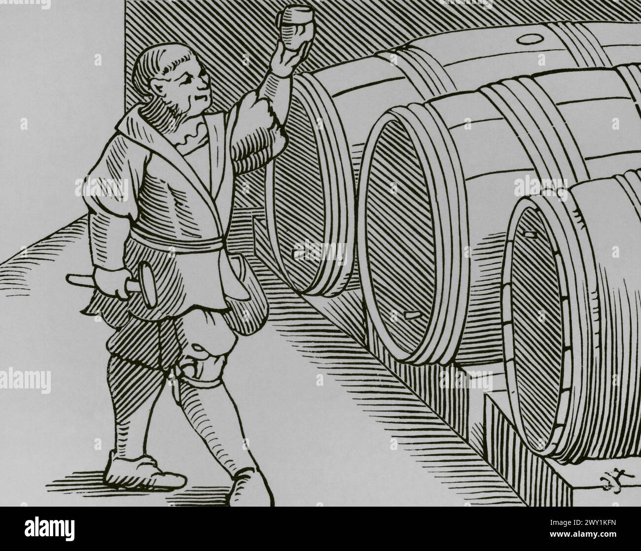 The sommelier in his function. Engraving after a woodcut in Sebastian ...