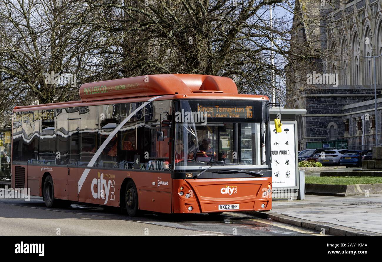 Gas Powered Plymouth City Bus, Plymouth, Devon, England, UK Stock Photo ...