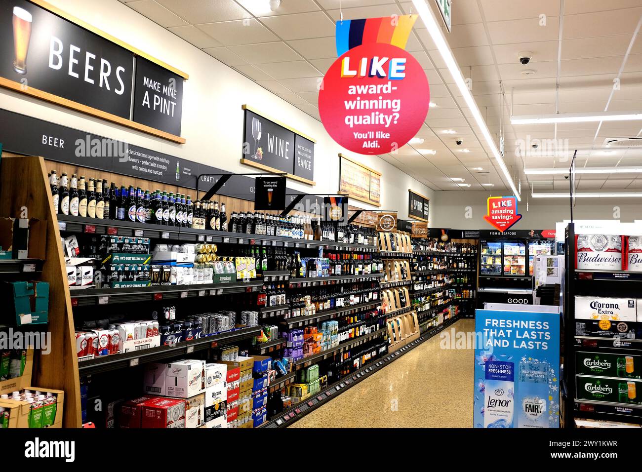 aldi supermarket branch,interior,ramsgate town,east kent,uk april 2024 ...