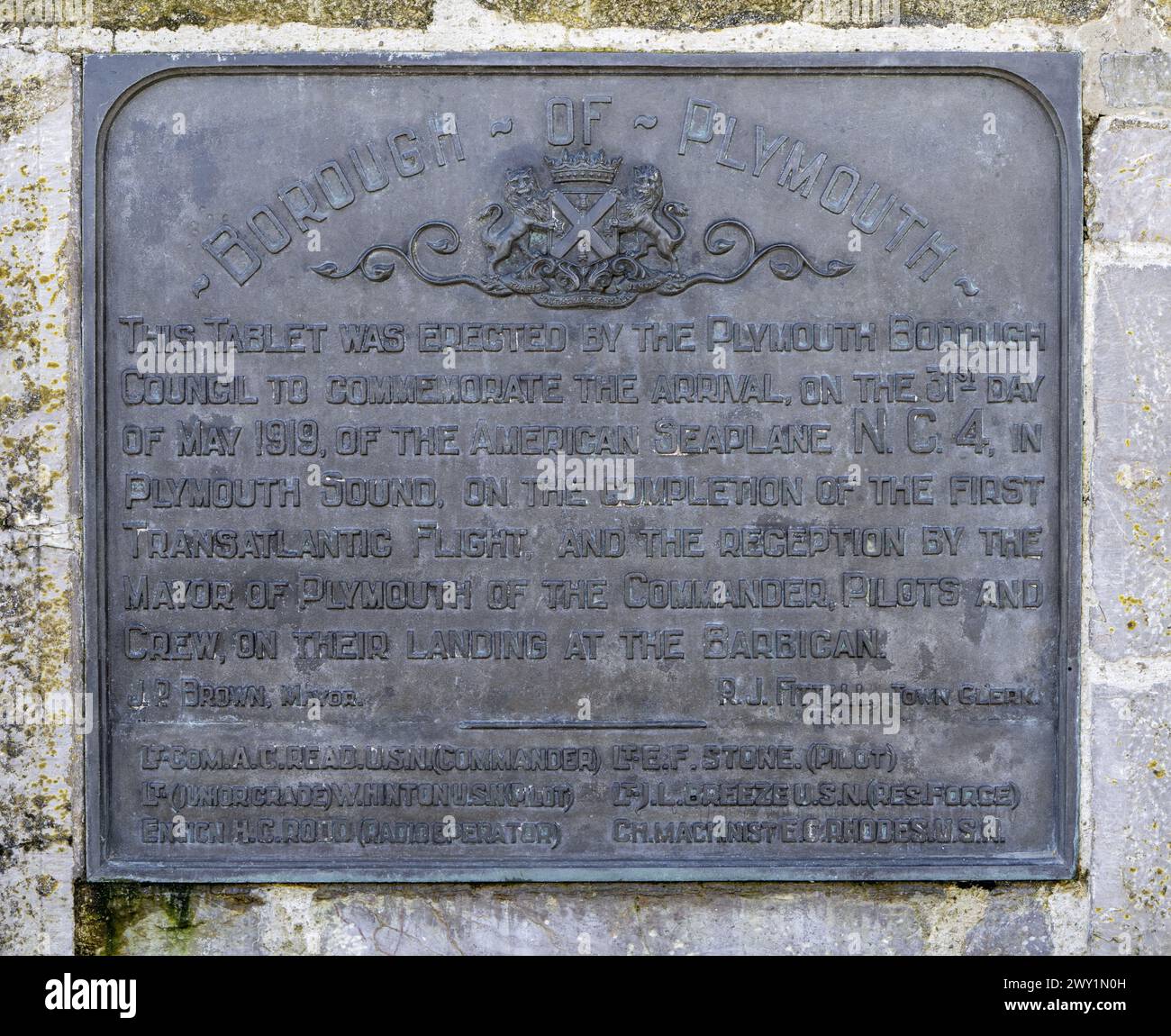 Heritage plaque at The Barbican, Plymouth, Devon, England, UK Stock ...