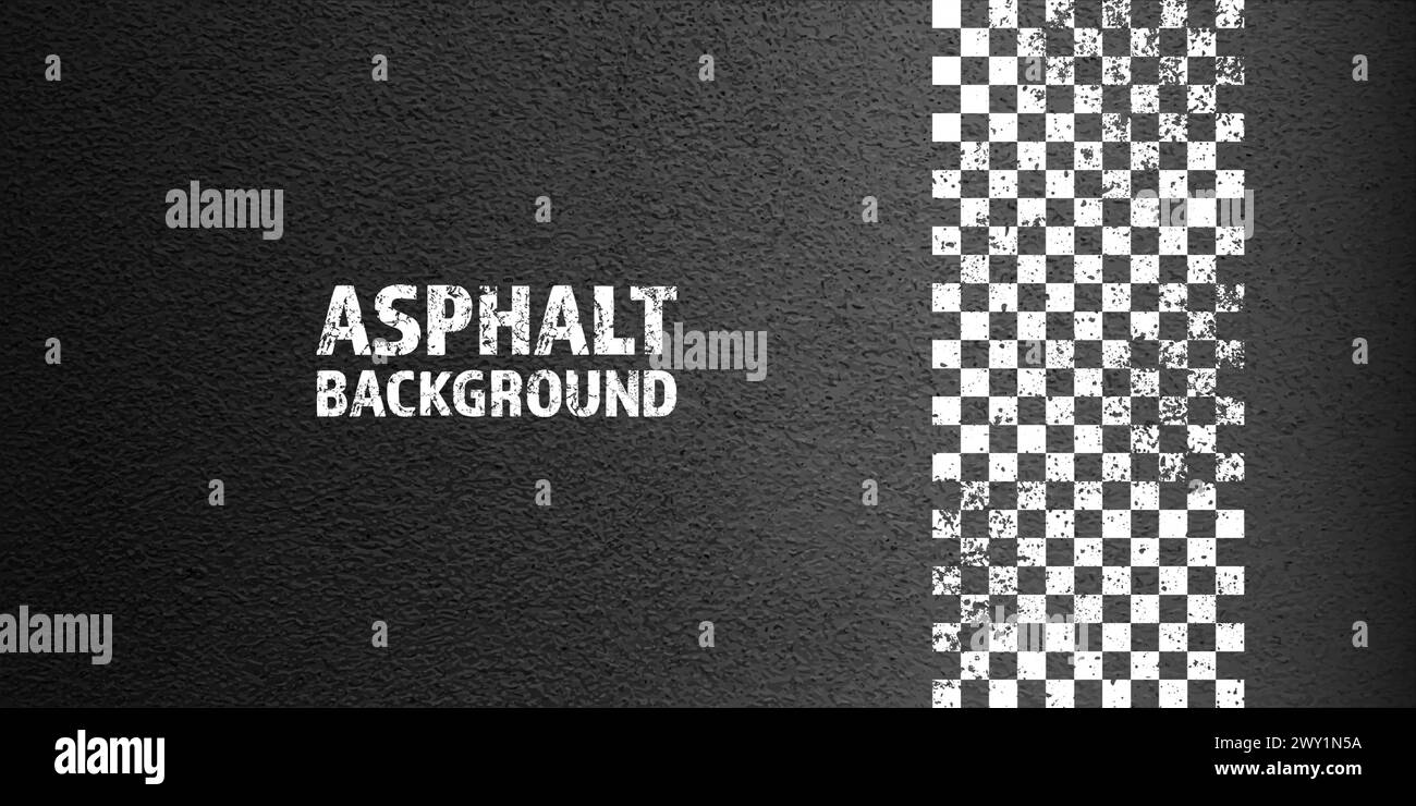 Asphalt road with white cracked lane marking, concrete highway surface ...