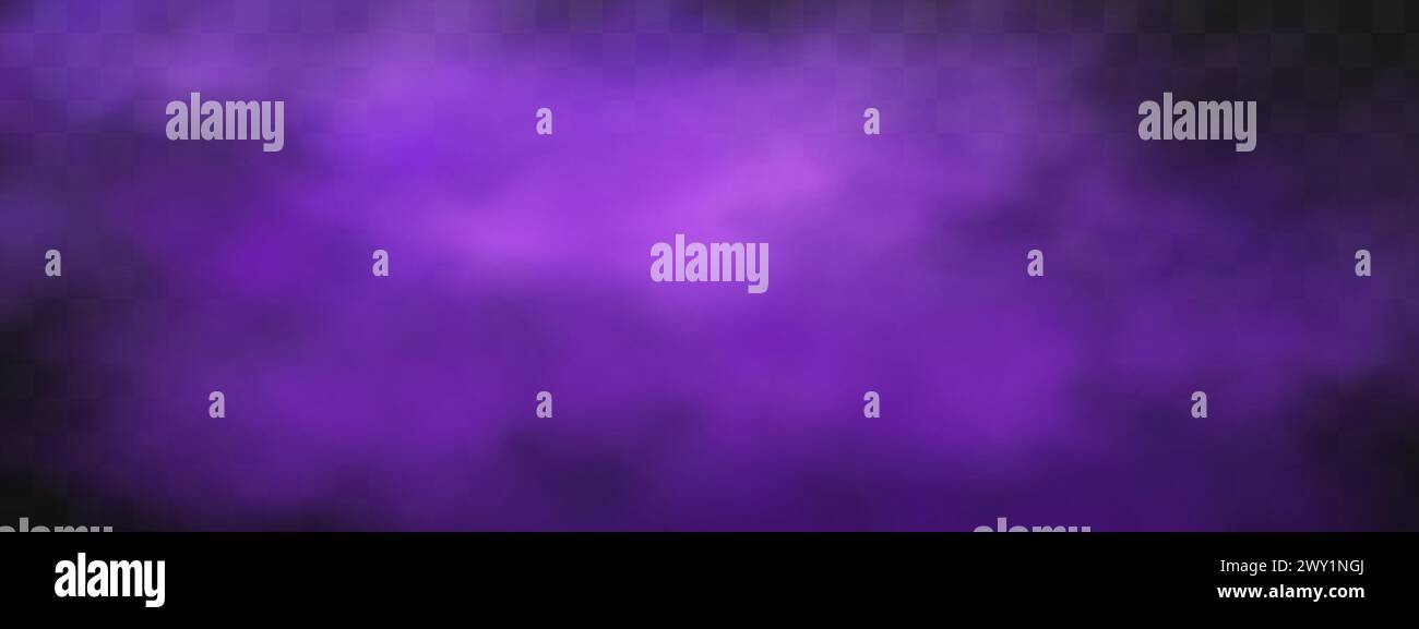 Realistic neon magic mist steam on a transparent dark background.Scary ...