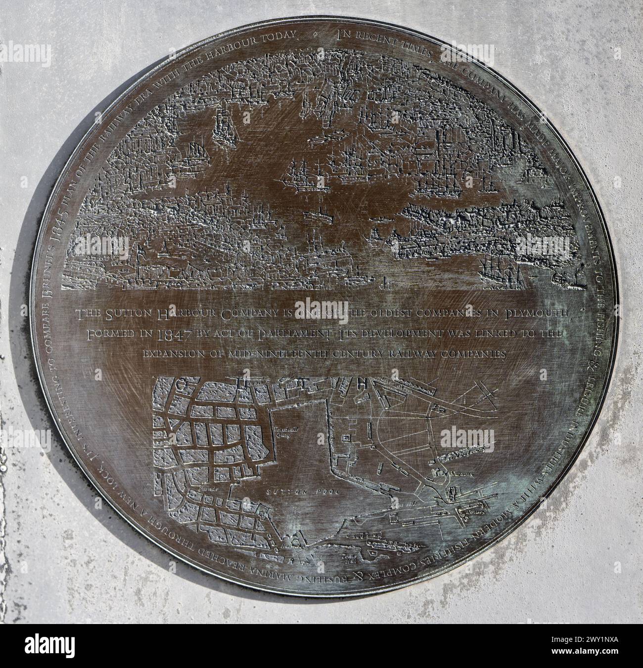 Heritage plaque at The Barbican, Plymouth, Devon, England, UK Stock ...