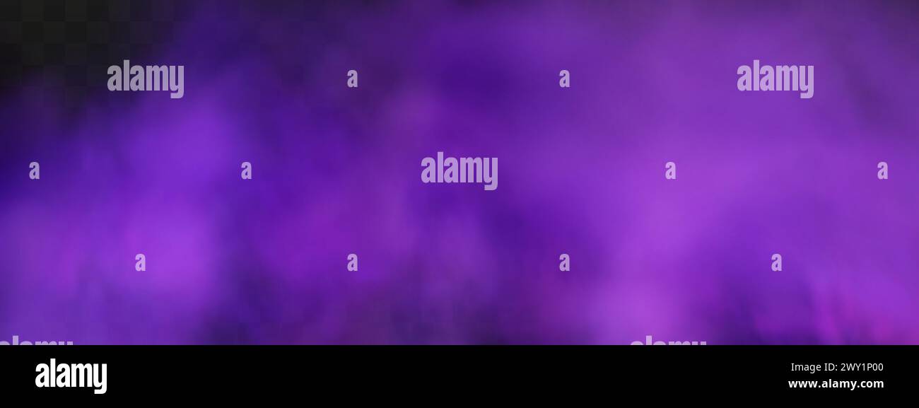 Realistic neon magic mist steam on a transparent dark background.Scary ...