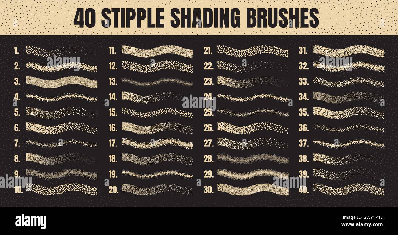 Stipple scatter brush, ink drawing and texturing. Fading gradient ...
