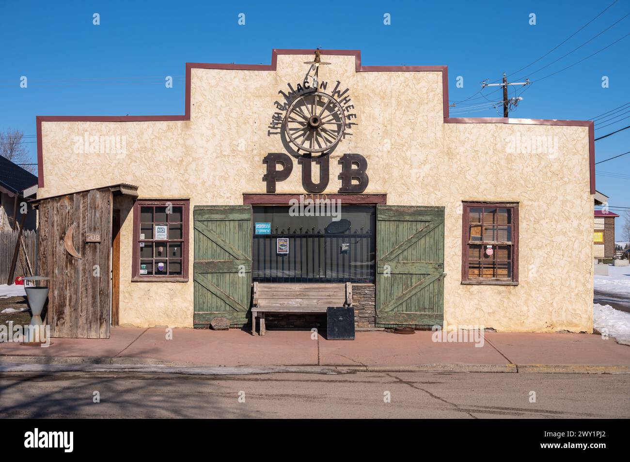 Nanton, Alberta - March 30, 2024: The Wagon Wheel Pub in downtown ...