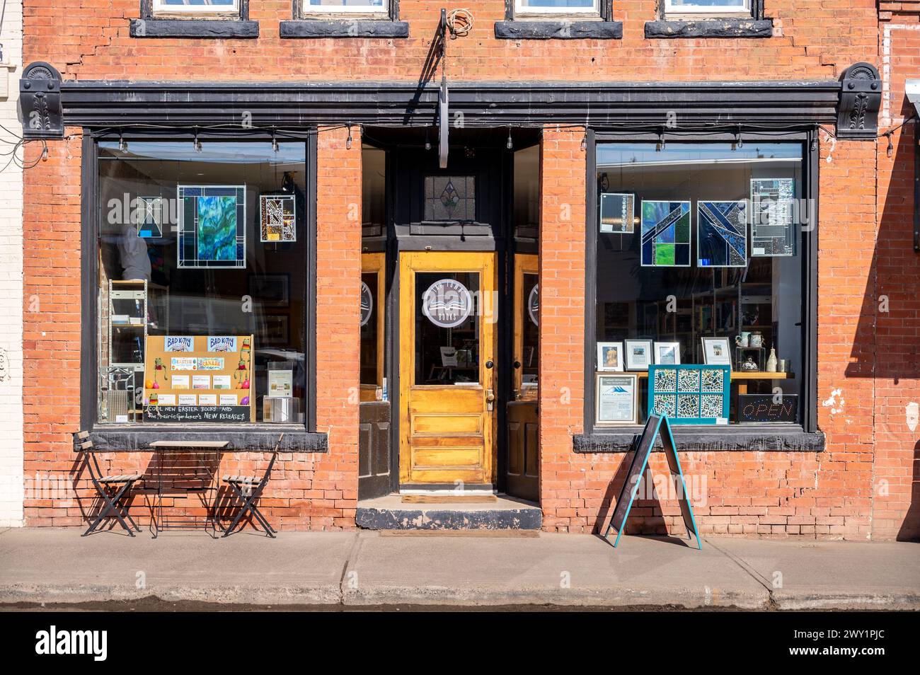 Nanton, Alberta - March 30, 2024: Old brick storefront in downtown ...