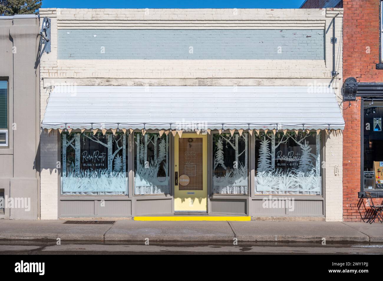 Nanton, Alberta - March 30, 2024: Old brick storefront in downtown ...