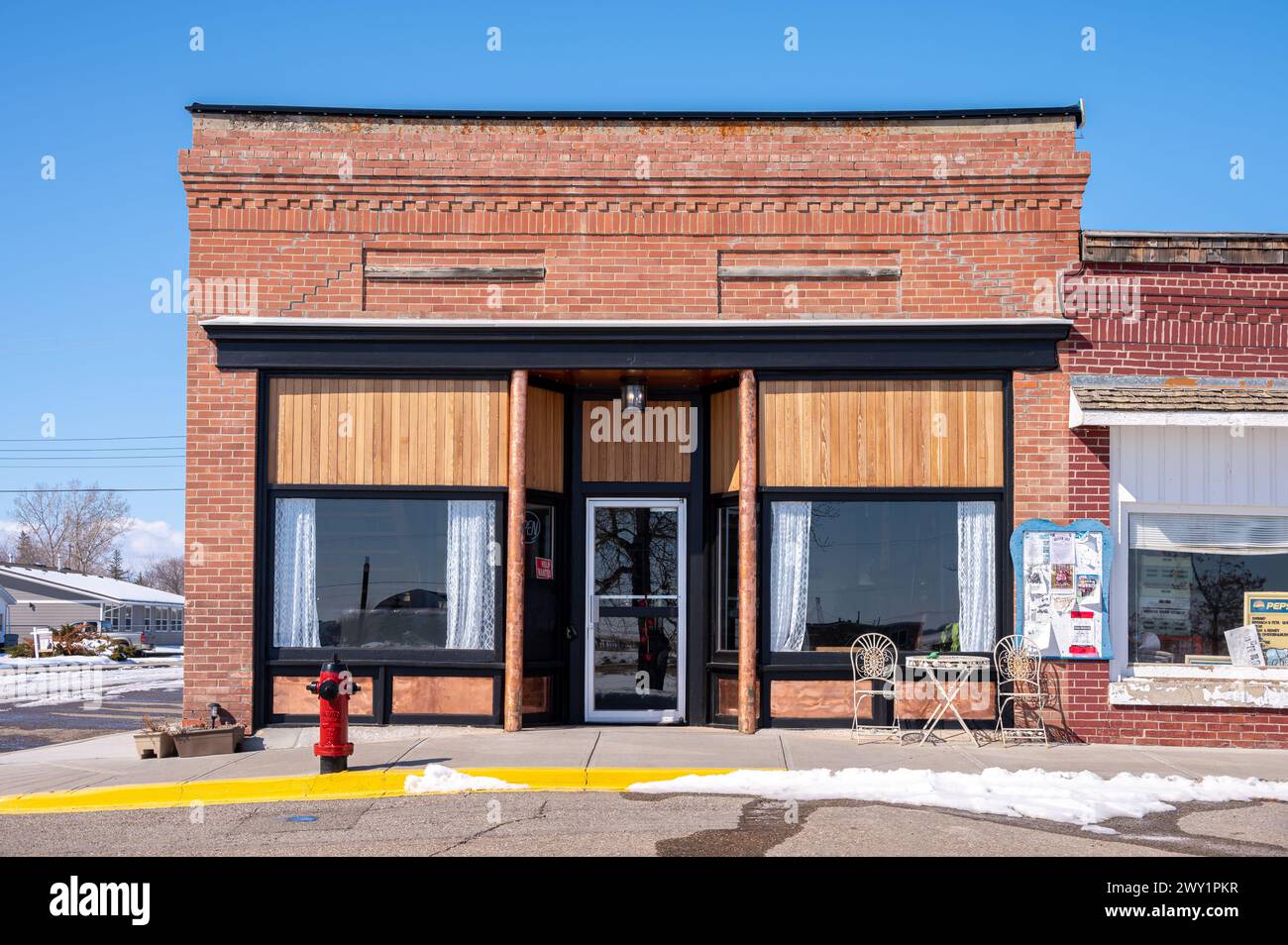 Nanton, Alberta - March 30, 2024: Old brick storefront in downtown ...