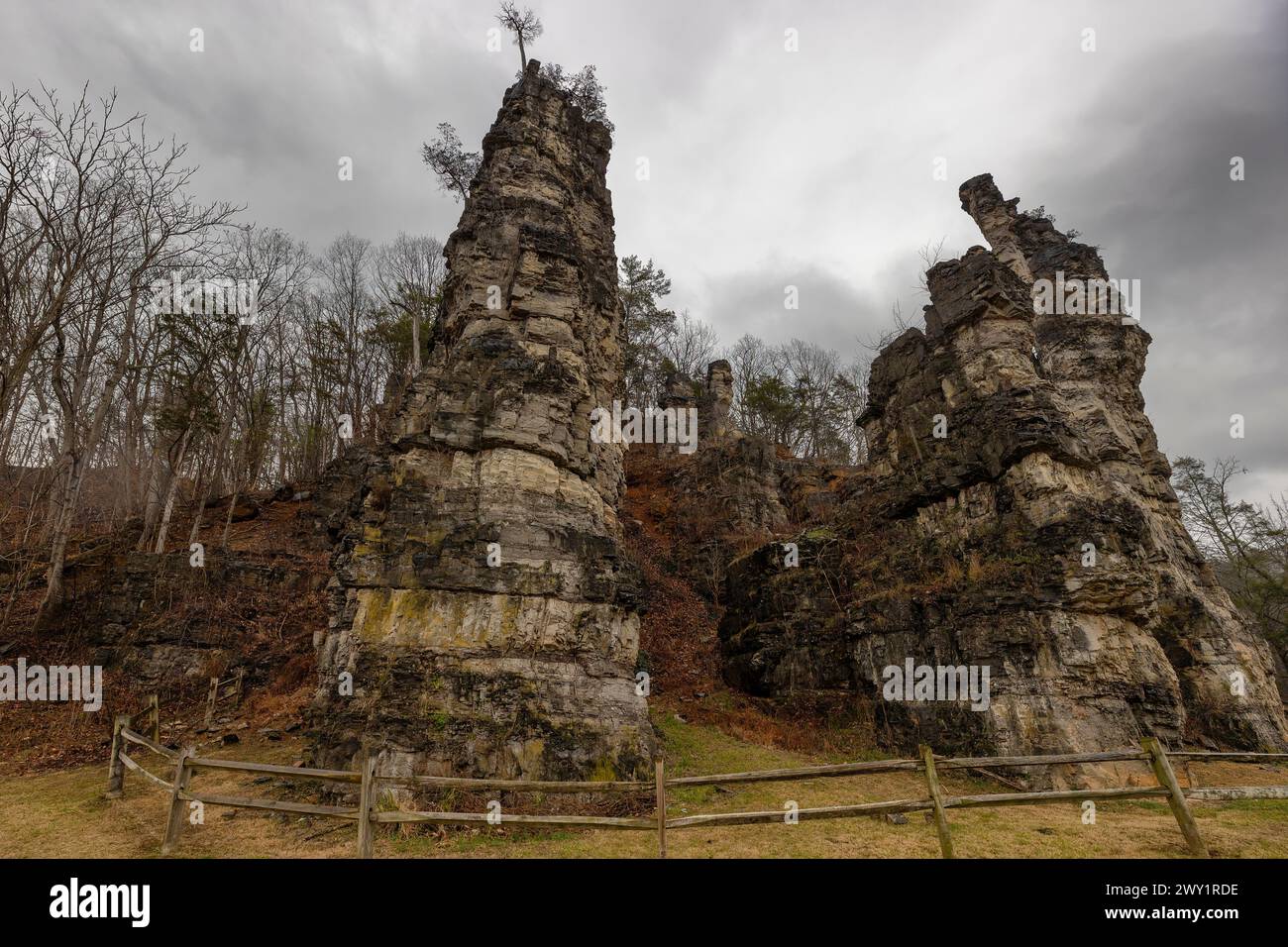 Natural Chimneys Park where rock formations, resembling chimneys ...