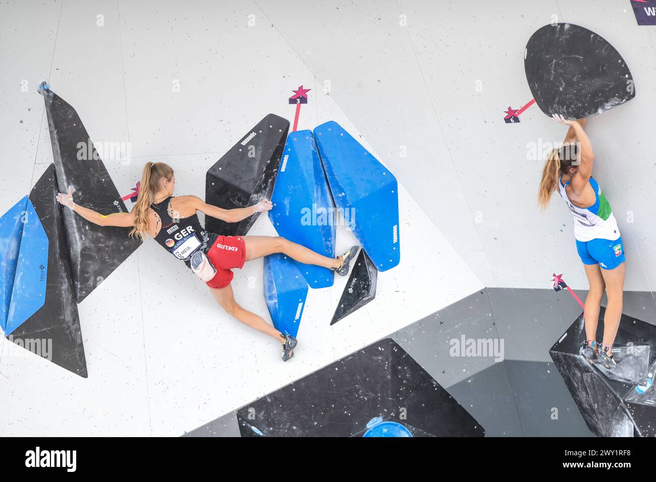 Camilla Moroni (Italy), Hannah Meul (Germany). Sport Climbing. European ...