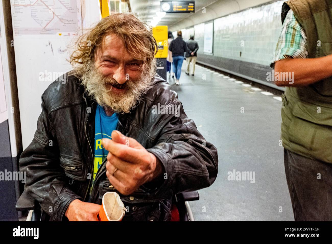 Homeless Man in Wheelchair Berlin, Germany. Senior Adult Homeless Man ...
