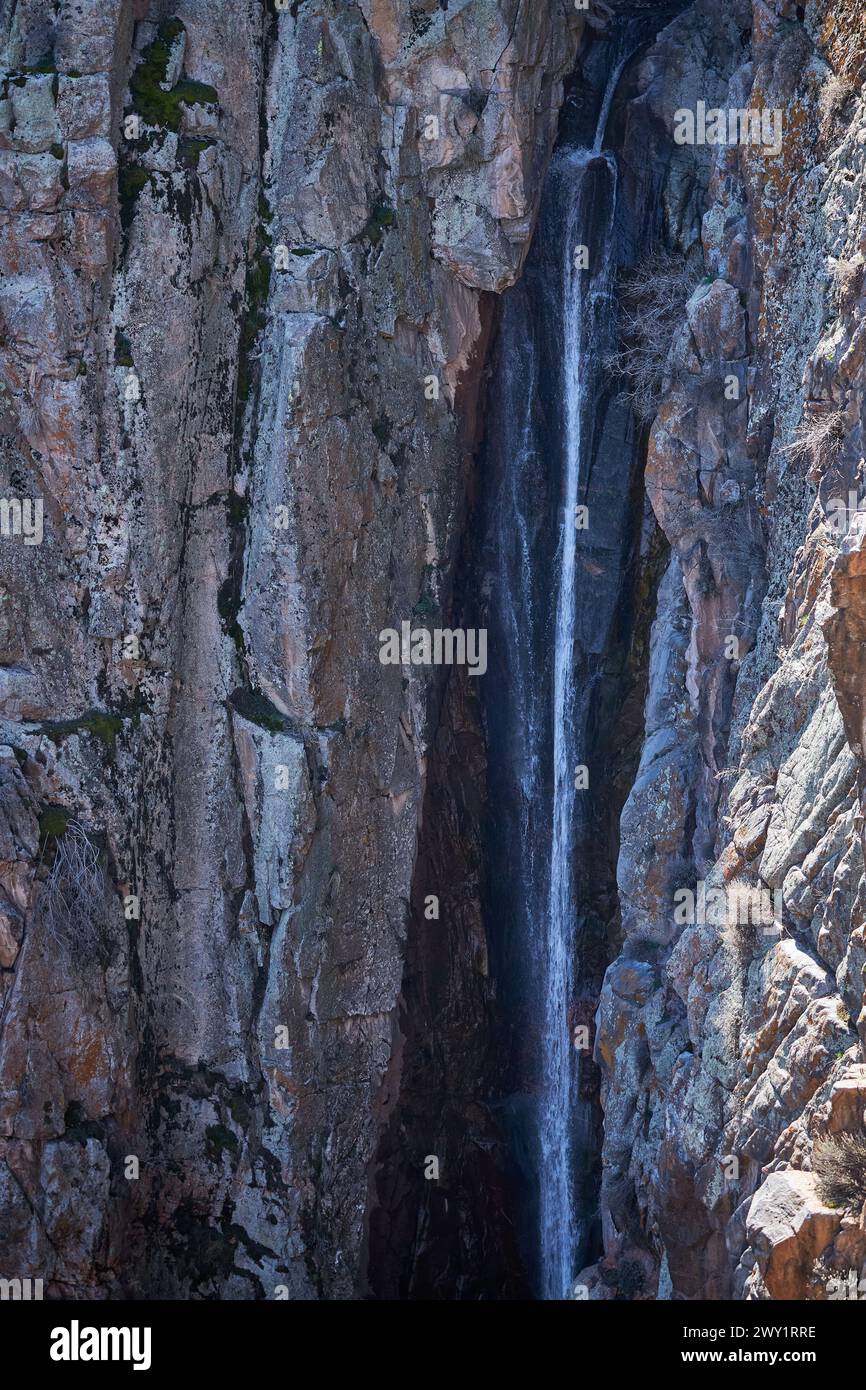 Small waterfall in rock, close up. Stream of water, mountain stream ...