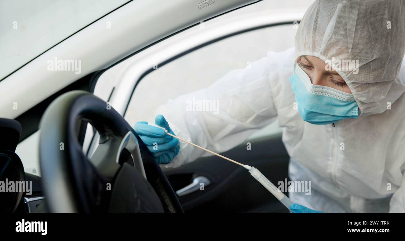 Science, csi and swab for dna evidence in crime scene car for ...