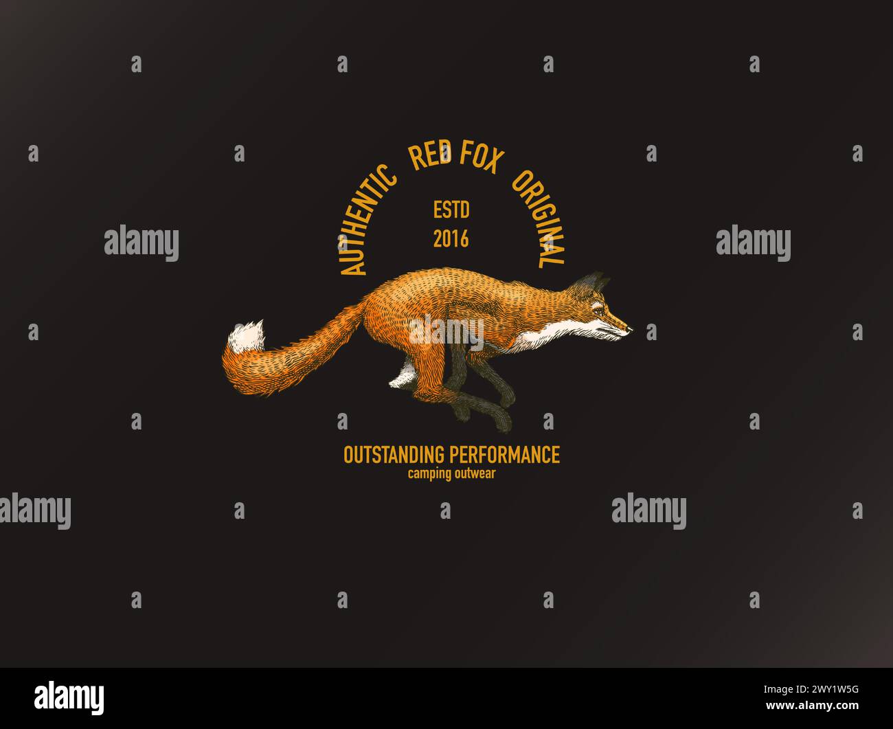 Wild red fox logo or emblem. Forest ginger animal flying and jumping ...