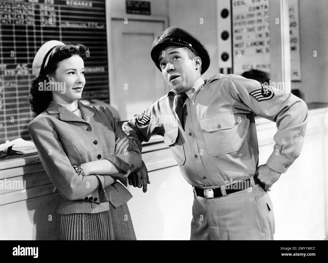 Virginia Mayo, Dick Wesson, on-set of the film, "Starlift", Warner Bros ...