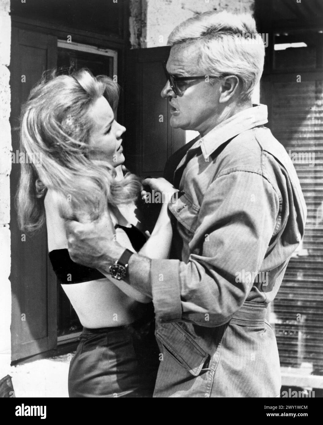 Carroll Baker, Peter van Eyck, on-set of the film, "Station Six Sahara ...