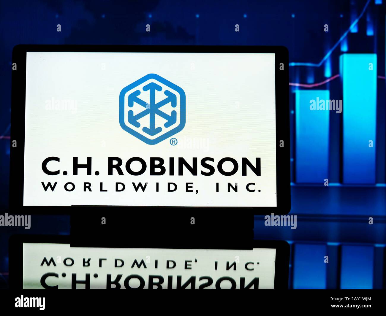 Germany - April 3, 2024: In this photo illustration, C. H. Robinson Worldwide, Inc. logo seen ...