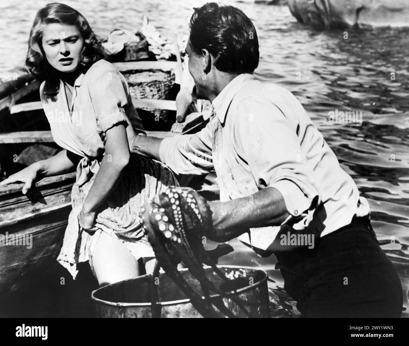 Ingrid Bergman, Mario Vitale, on-set of the Italian-American film ...