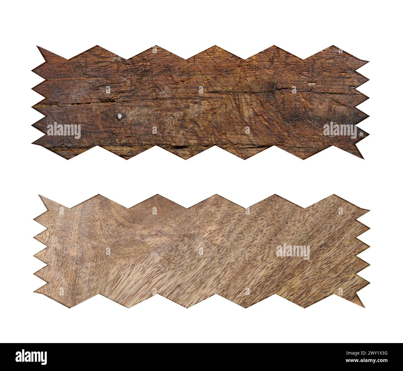 Wooden boards signs with jagged edges on an isolated background Stock ...